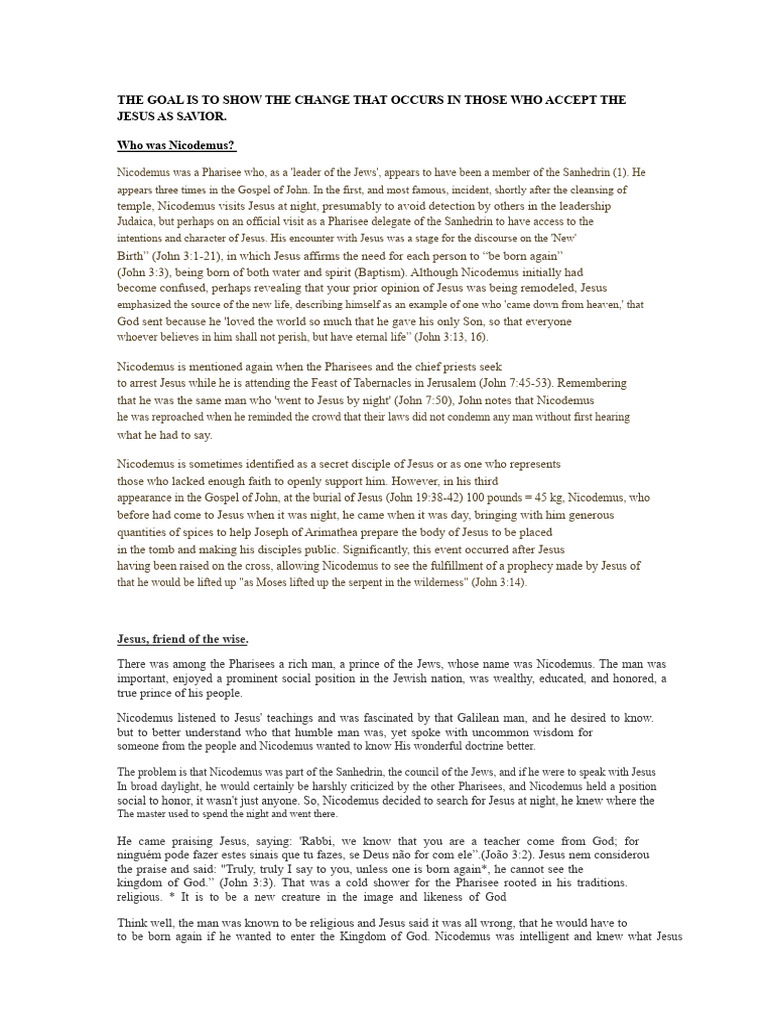 Who Was Nicodemus | PDF | Jesus | Born Again