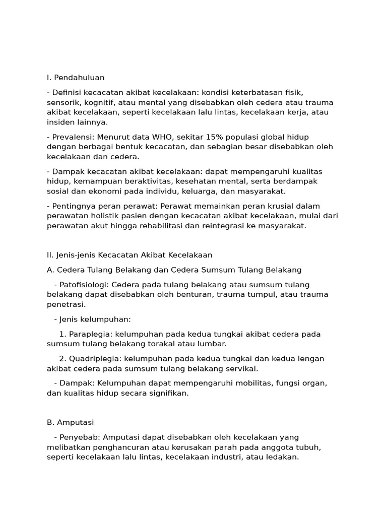 Peran Perawat dalam Kecacatan Akibat Kecelakaan | PDF