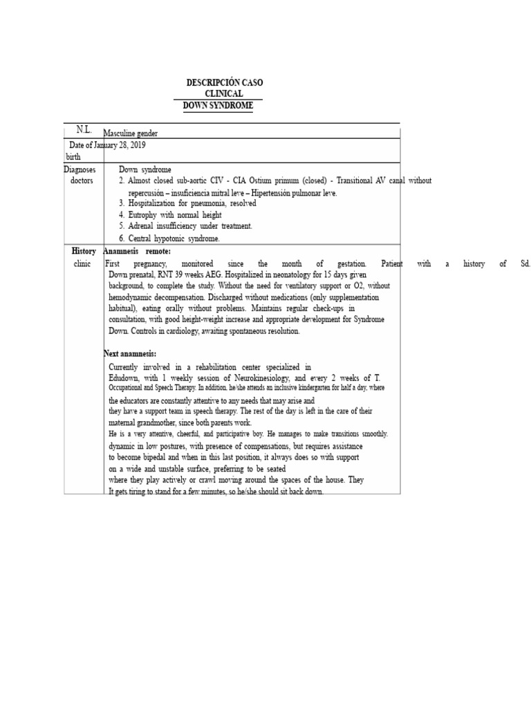 Clinical Case Down Syndrome | PDF | Down Syndrome | Clinical Medicine