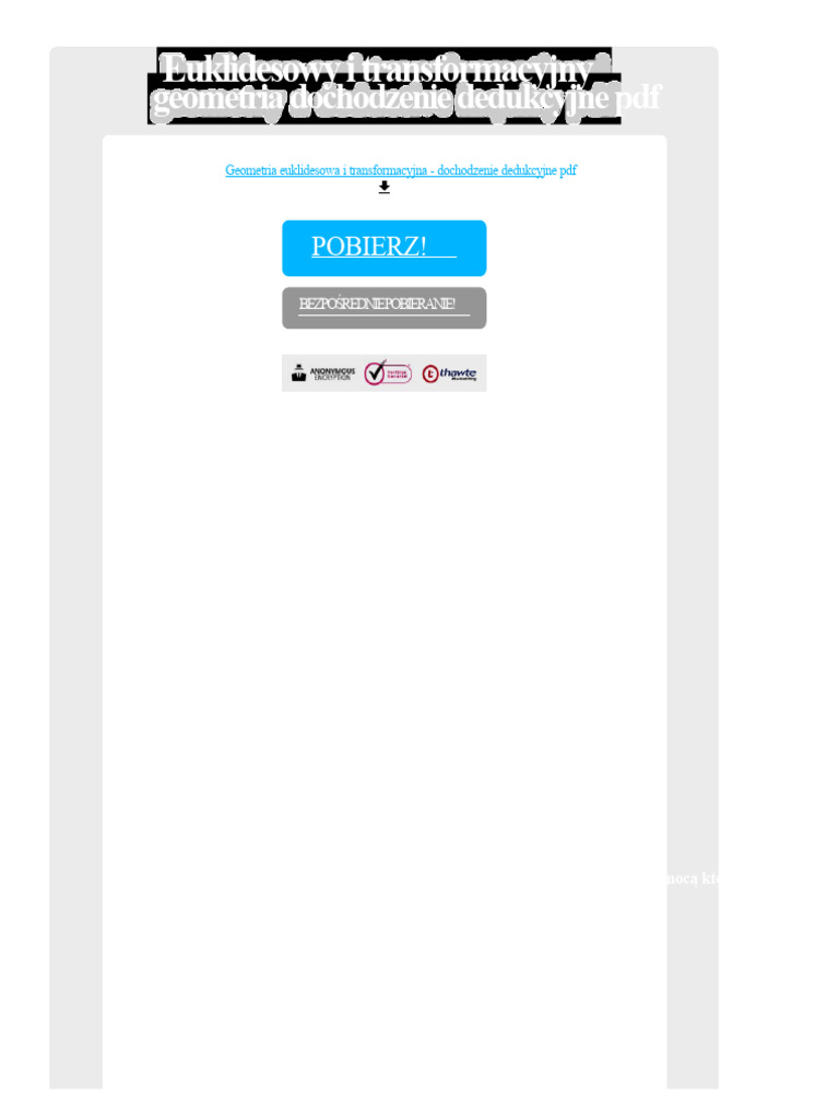 Geometria Euklidesowa I Geometryczna Transformacja - Dochodzenie ...