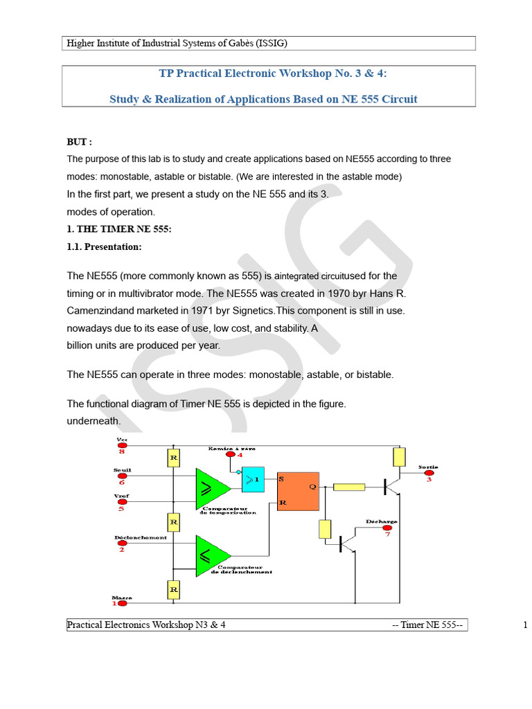 TP3 4 Applications Based On NE555 Circuit | PDF | Electronic Engineering | Computer Engineering
