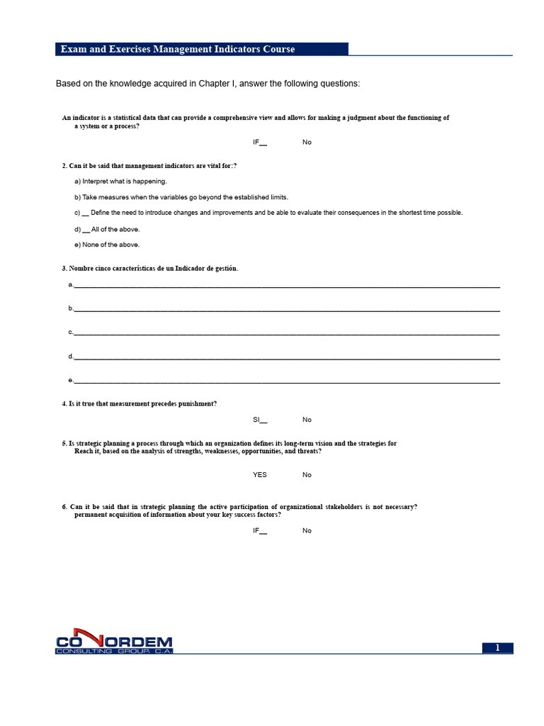 Examination and Exercise Management Indicators Course 2023 | PDF ...