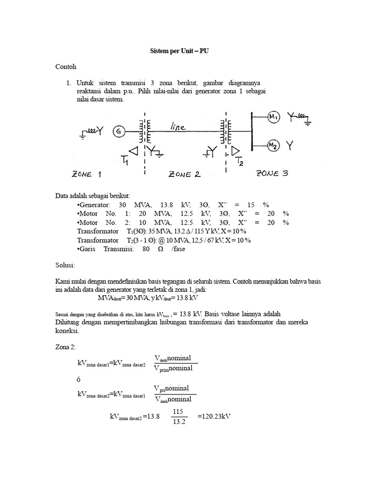 Diagram Impedansi Sistem Transmisi PU | PDF