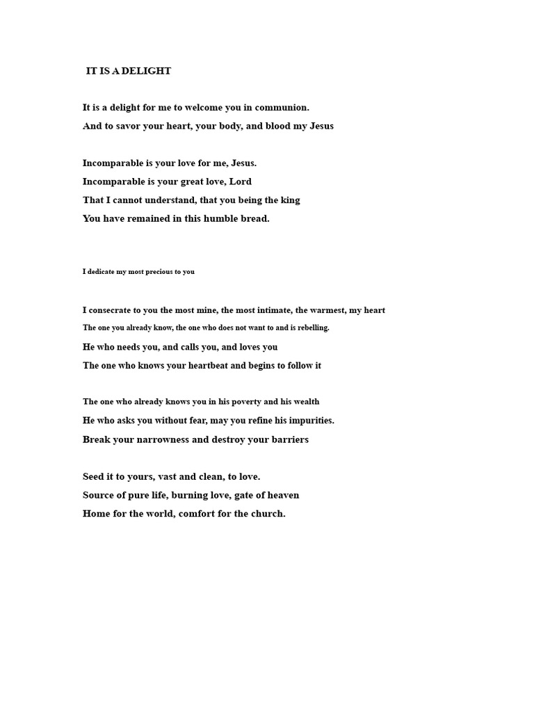 It Is A Delight | PDF | Eucharist | Mary, Mother Of Jesus