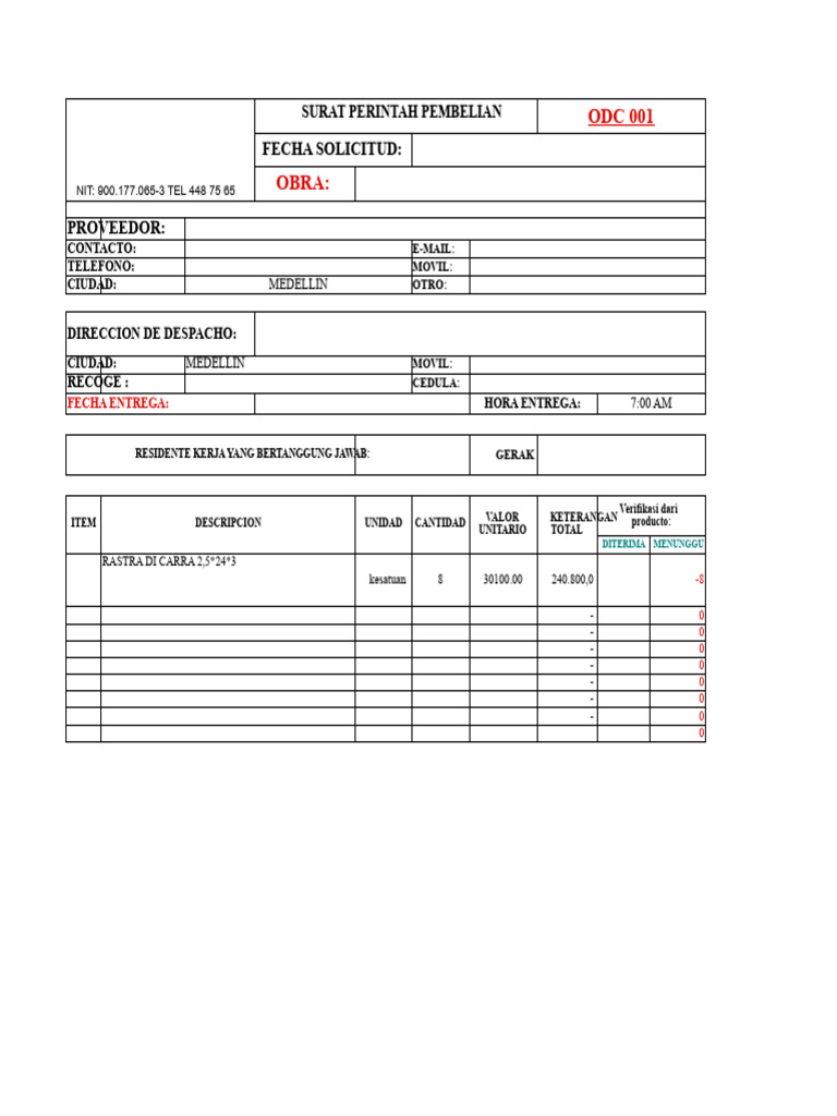 Pesanan Pembelian Material | PDF