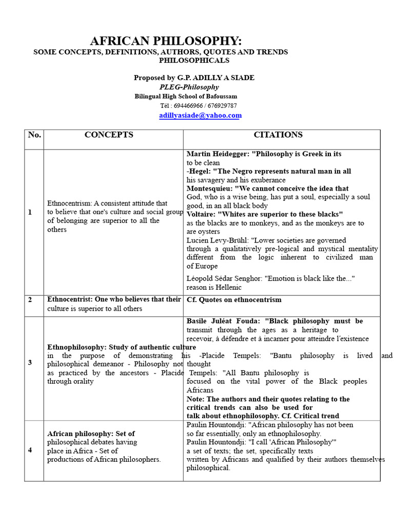 African Philosophy. Concepts, Definitions, Authors, Quotes, Trends ...