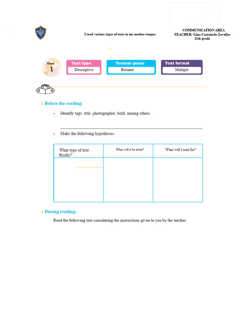 Reading Comprehension 11th Grade CV | PDF | Résumé | Graphic Design