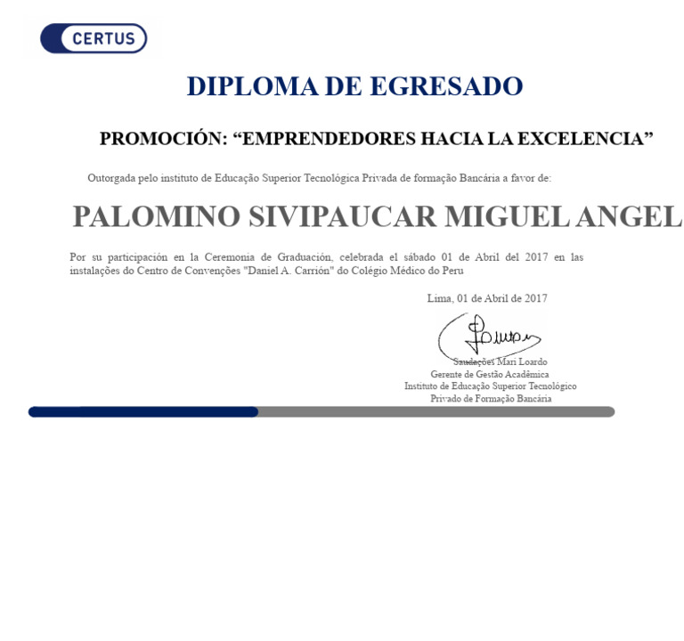 Diploma de Egresado em Formação Bancária | PDF