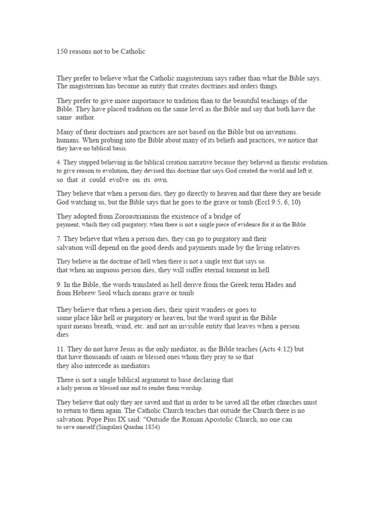 150 Reasons Against Catholic Beliefs | PDF | Catholic Church | Saint Peter