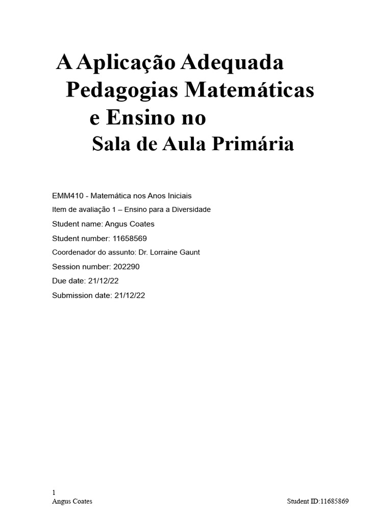 Tarefa 1 Do EMM410 | PDF | Aprendizado | Matemática