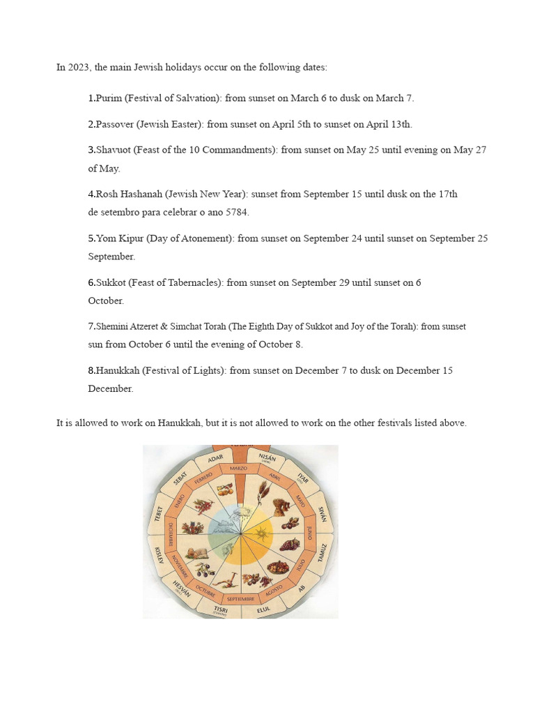 Jewish Calendar Holidays Comparison | PDF | Jewish Holidays | Hebrew ...