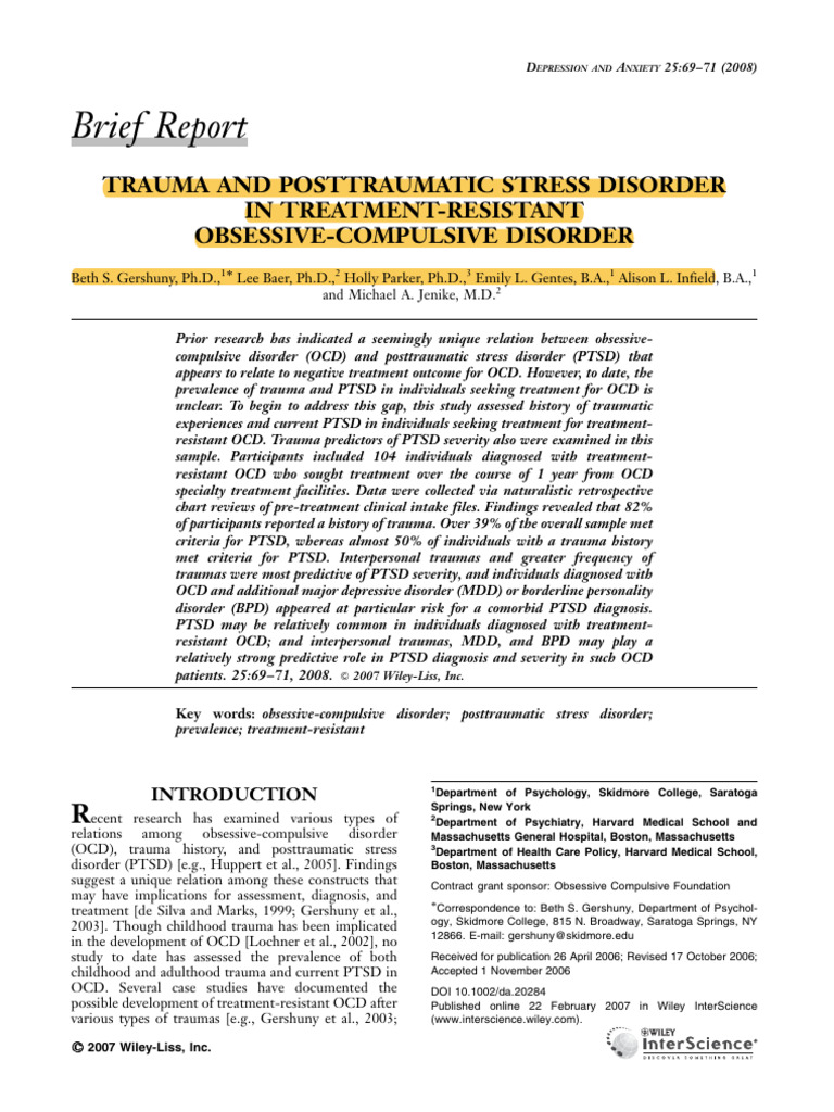 Beth S. Gershuny, Ph.d.trauma and Posttraumatic Stress Disorder | PDF ...