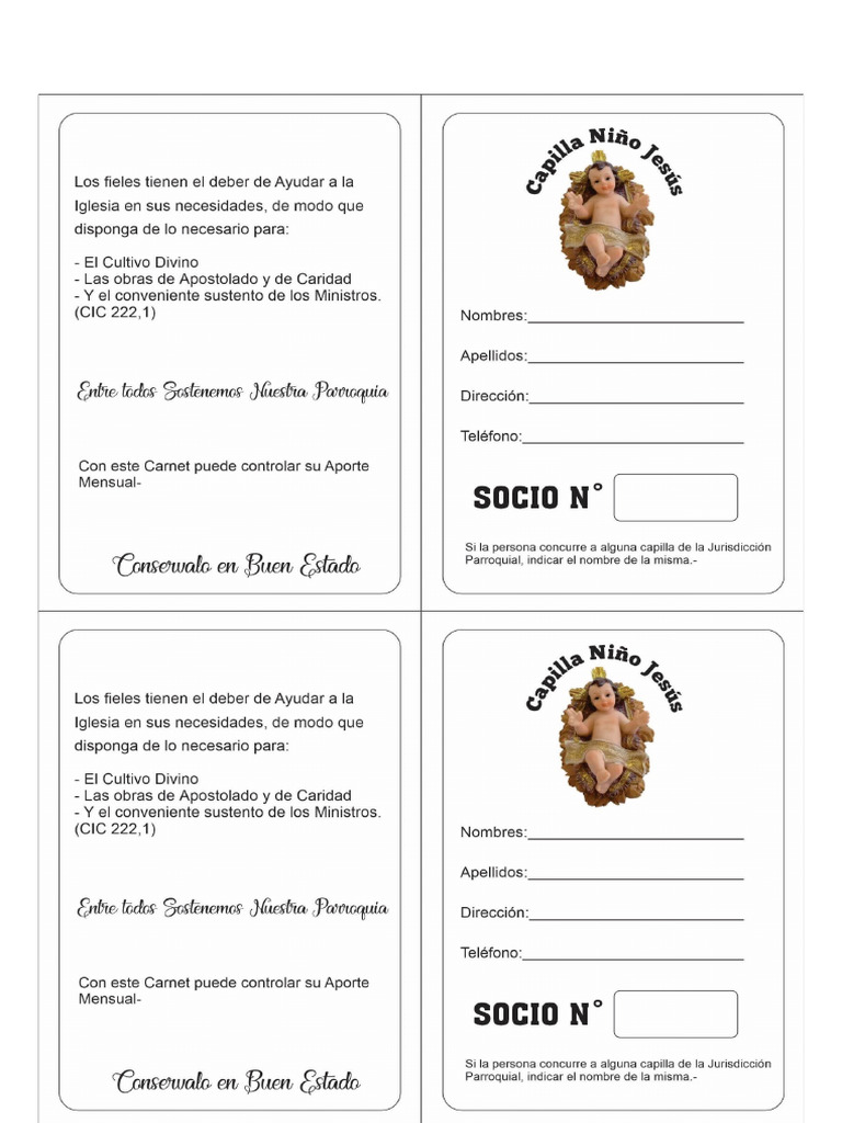 Libreta Socio Capilla | PDF