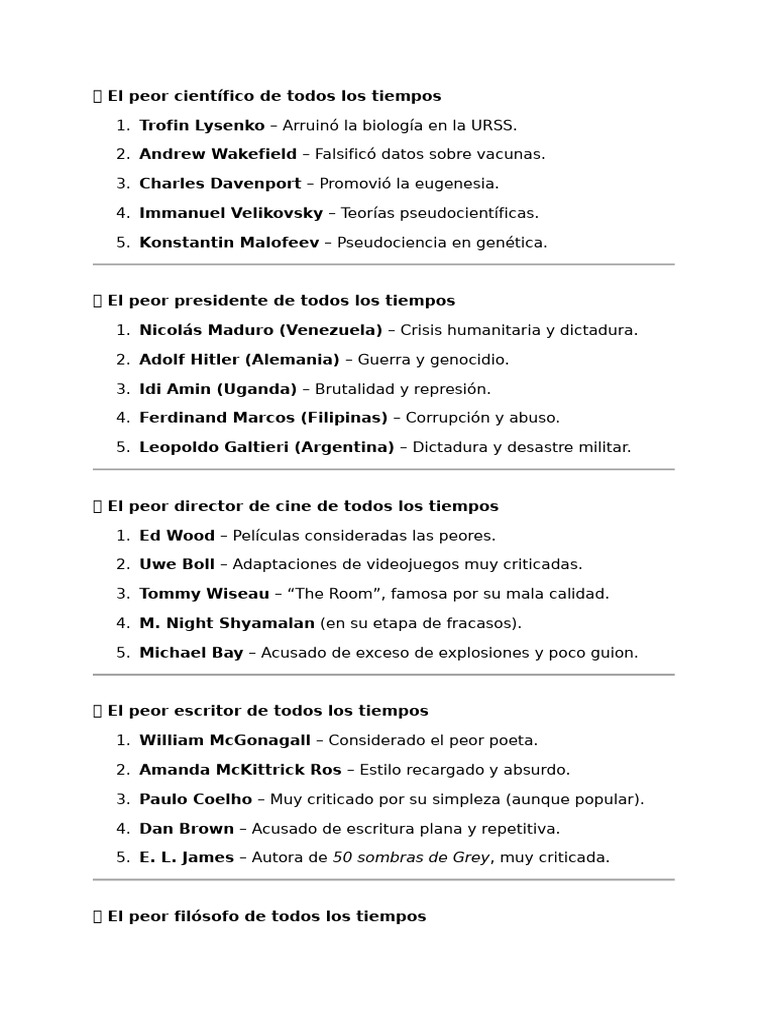 Clubes El Peor ... de Todos Los Tiempos | PDF