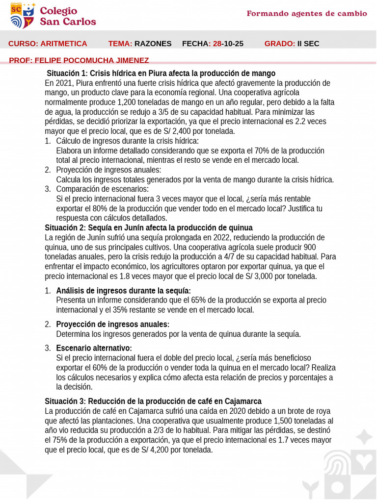 Aritmetica - II Sec - Módulo II - IV Bim - 2025 | PDF | Mercado ...
