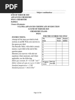 s1 Chemistry End of Term 1 Exams | PDF | Physical Chemistry | Materials