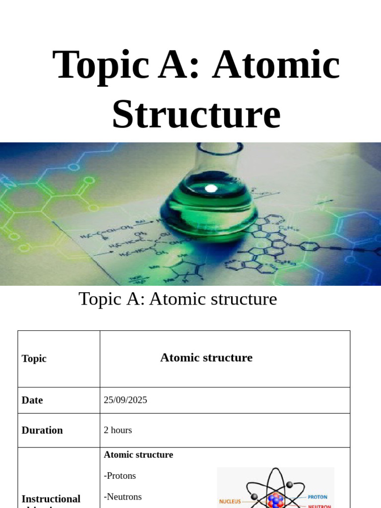 Topic A - Atomic Structure | PDF | Atoms | Proton
