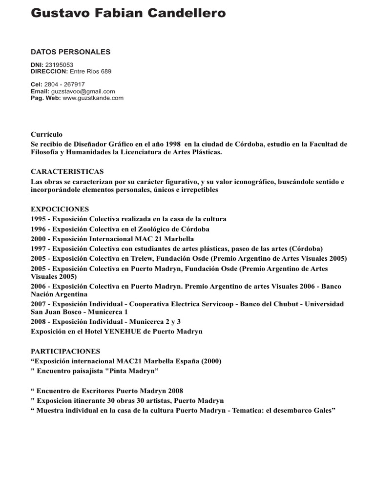 CURRICULUM Gustavo Candellero | PDF