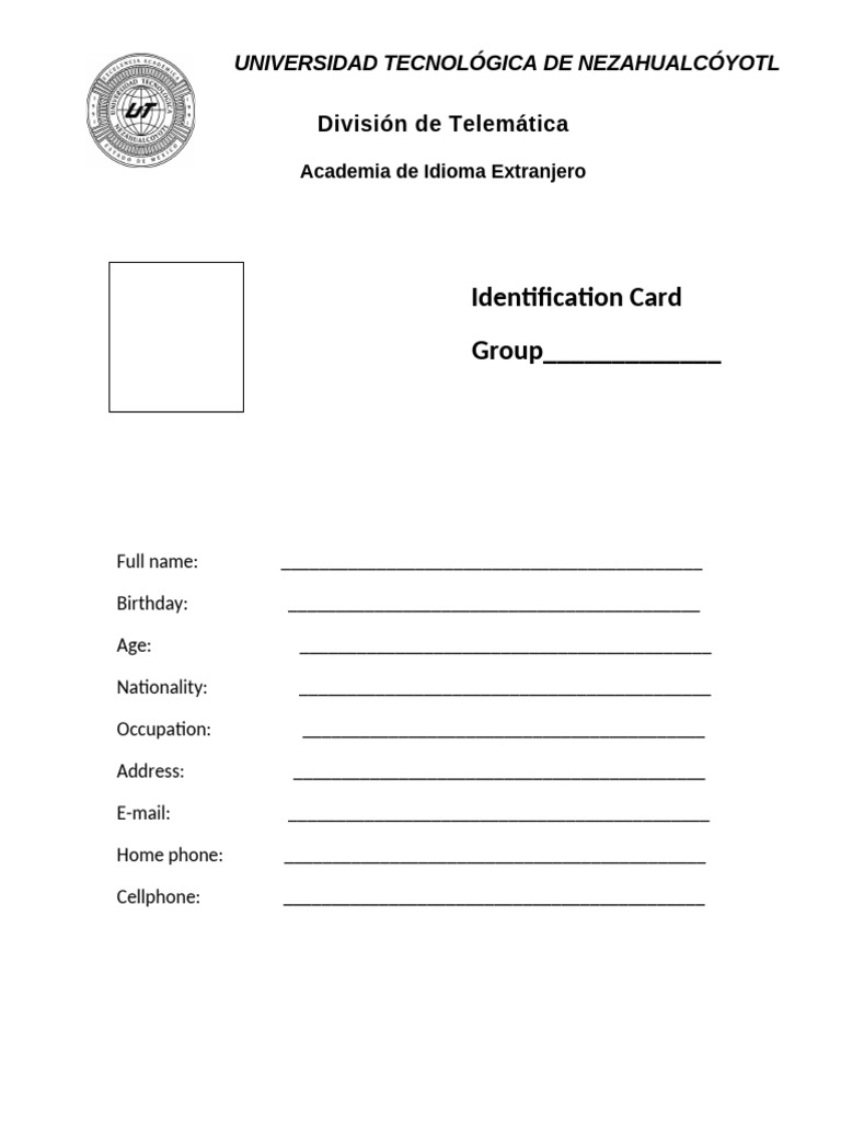 Identification Card | PDF