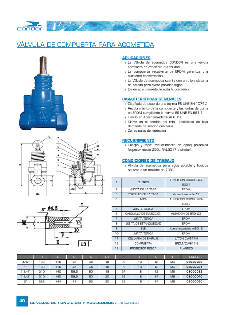 13 Valvula C. Elast Unioes Roscadas 1 1.2'' PN10.16 | PDF | Sector ...