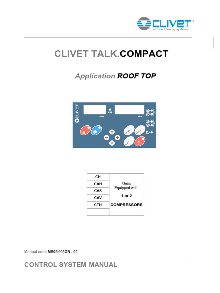 Clivet Roof Top Unit Control Manual | PDF | Thermostat | Thermodynamics