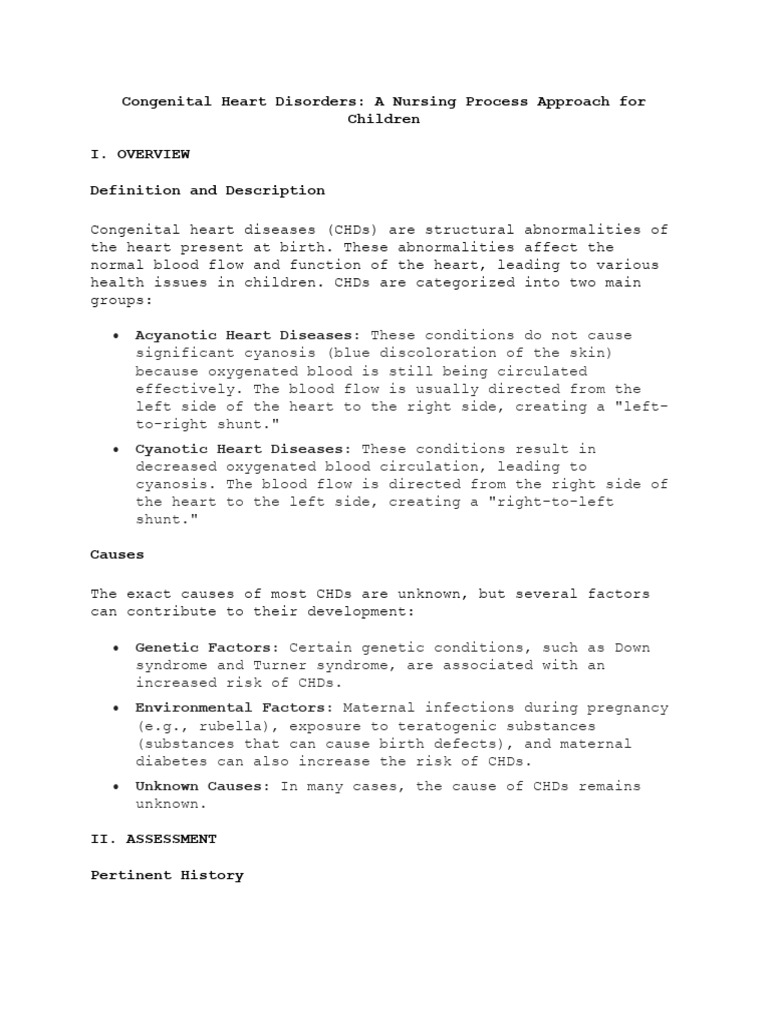 Congenital Heart Disorders a Nursing Process Approach for Children 4th Rotation RLE Lec (2 ...
