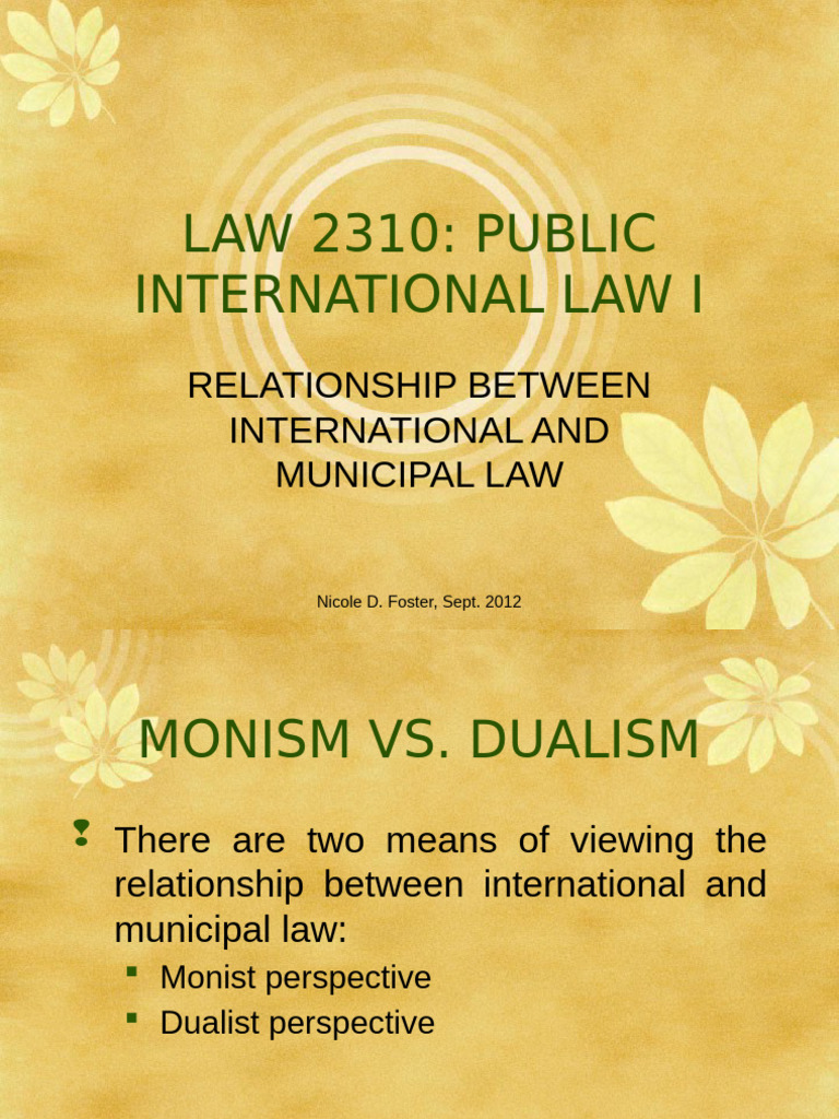 Monism vs. Dualism in Law | PDF | Government | International Law