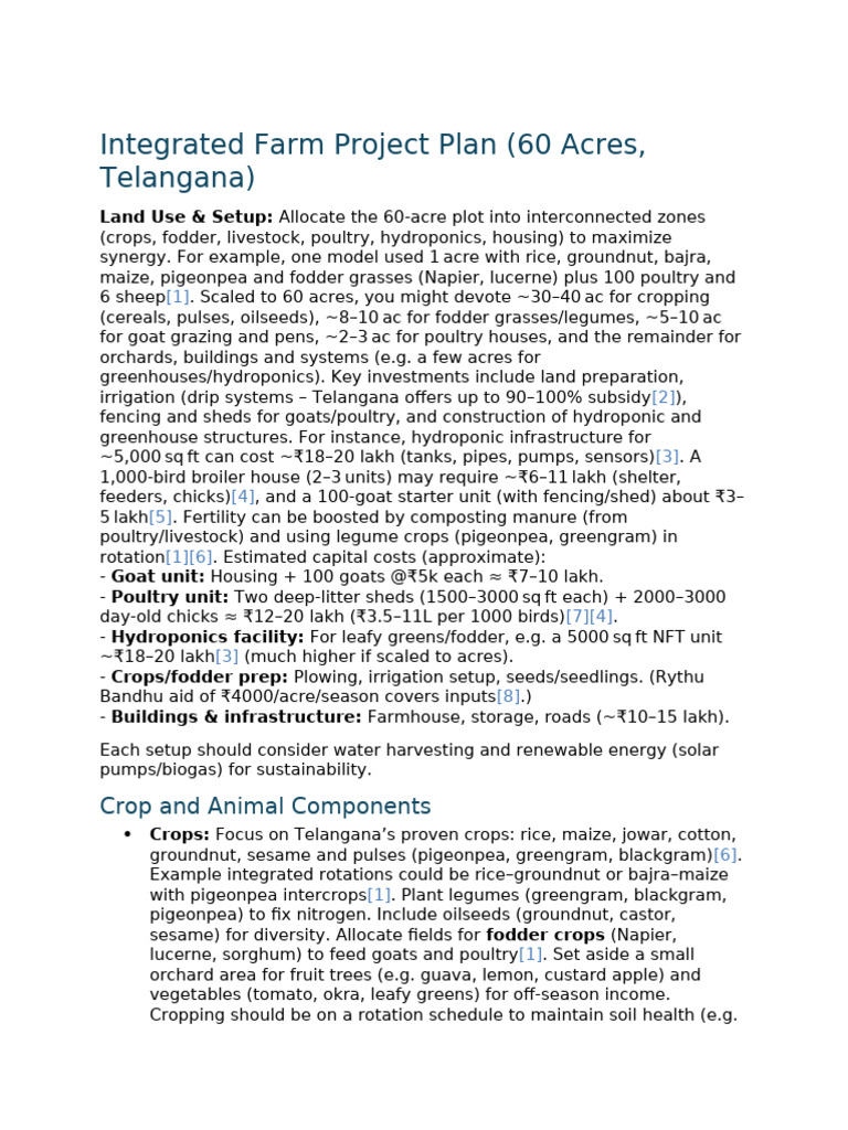 Integrated Farm Plan for 60 Acres in Telangana | PDF | Agriculture | Legume