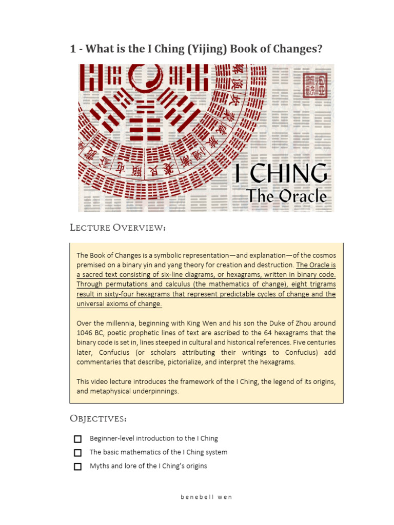 i Ching the Oracle Companion Course Lectures All Transcripts | PDF
