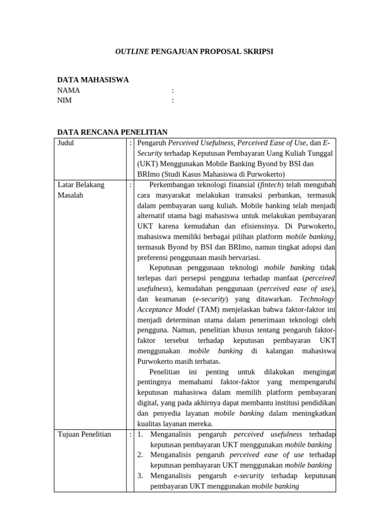 Format Outline Proposal Skripsi | PDF