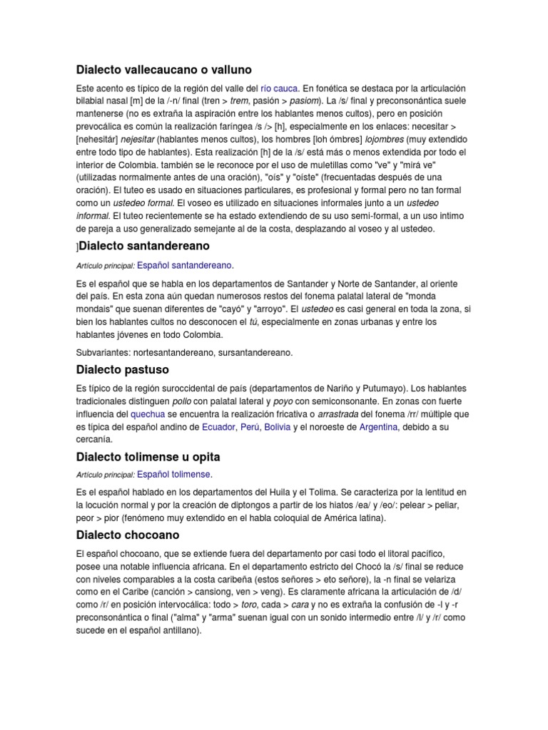 Características del dialecto valluno | PDF | Lengua española | Lingüística