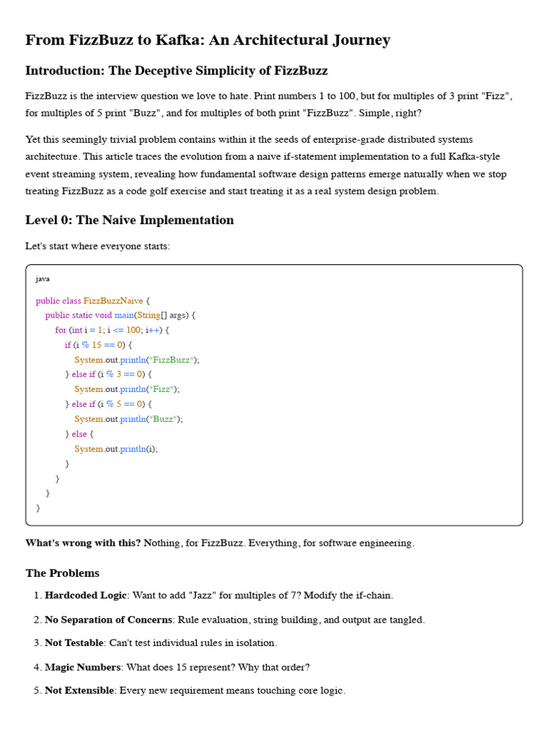 From FizzBuzz to Kafka An Architectural Journey | PDF | Scalability | Computer Architecture