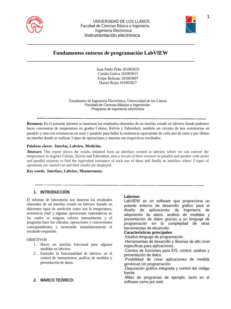 Interfaz LabVIEW: Medición y Cálculos | PDF | Interfaces gráficas de ...