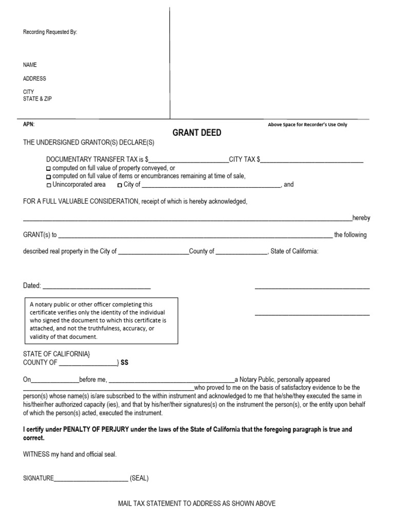 Grant Deed Form | PDF