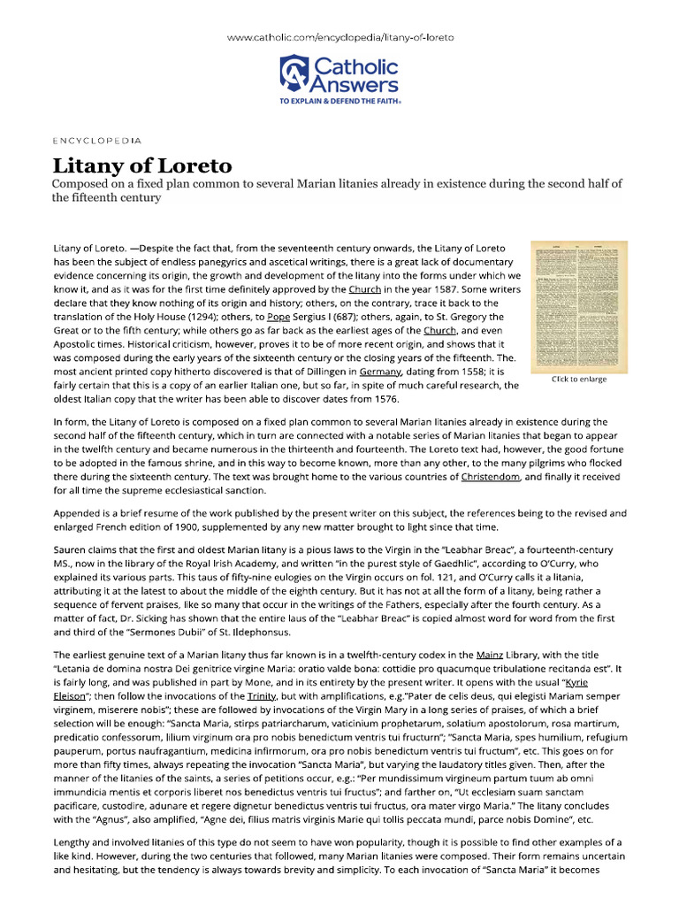Litany of Loreto | PDF