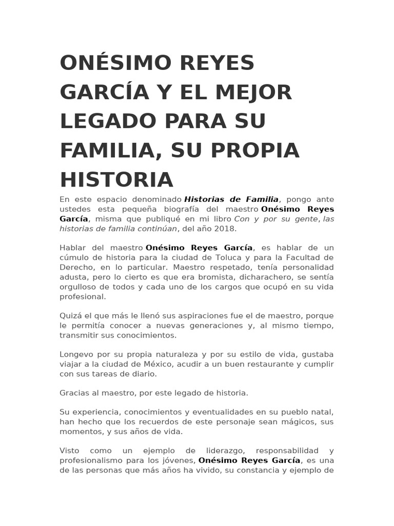 Legado de Onésimo Reyes García en Toluca | PDF | México