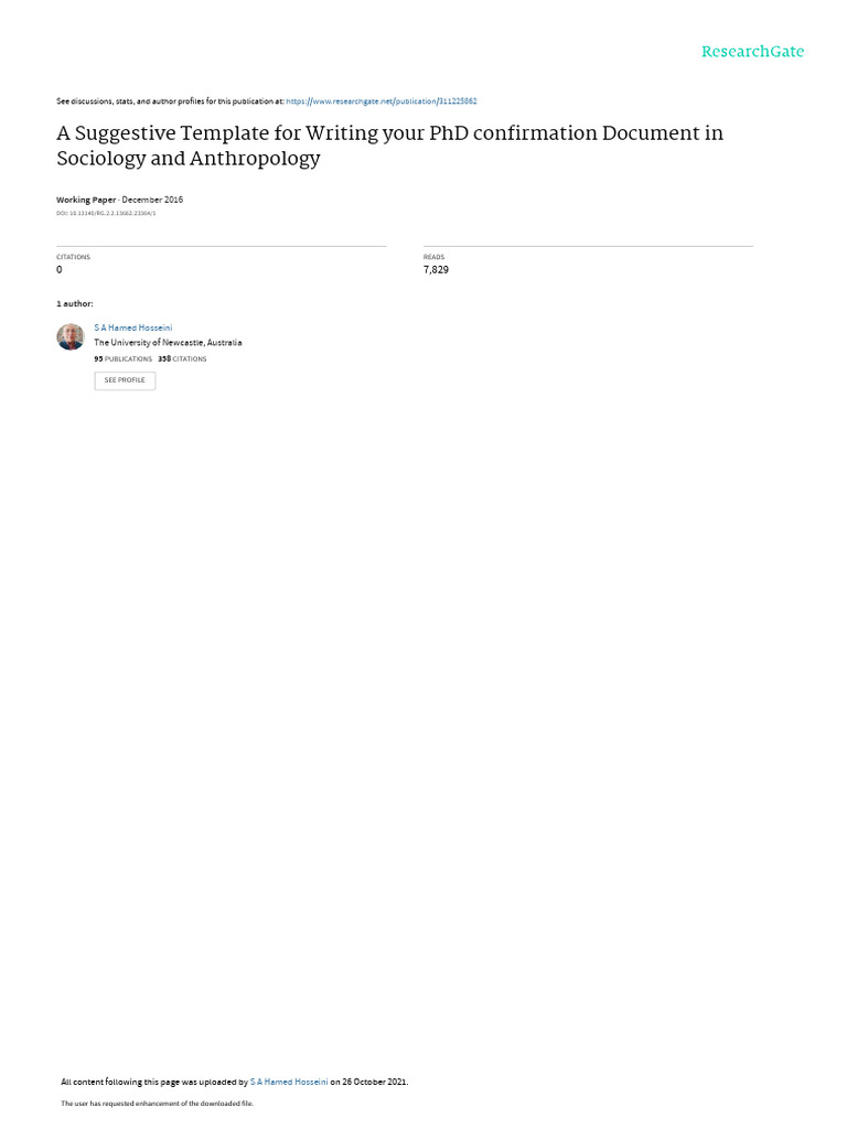 PhD Confirmation Document Template for Sociology | PDF | Methodology ...