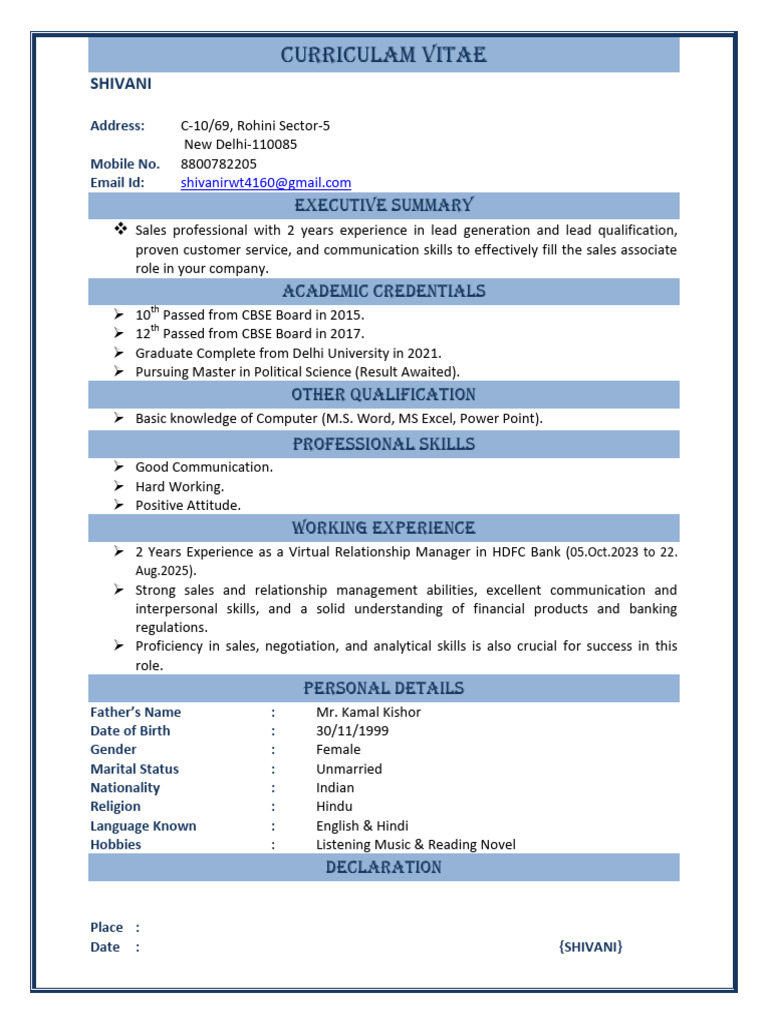 Shivani Resume | PDF