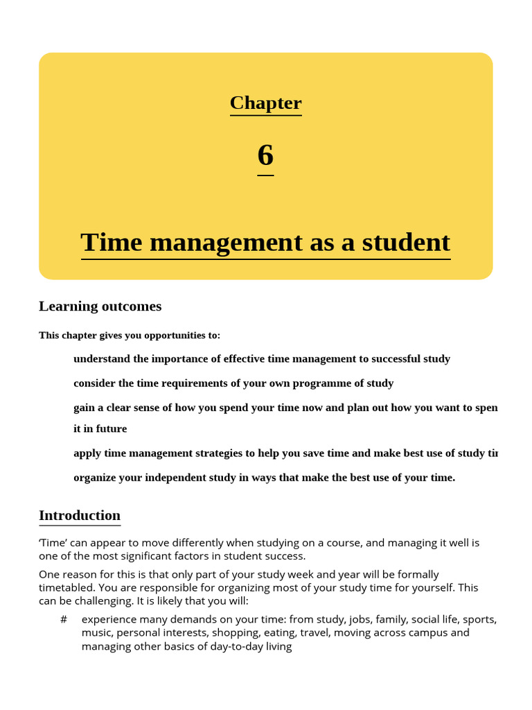 Ch.06 The Study Skills Handbook - (6 Time Management As A Student ...
