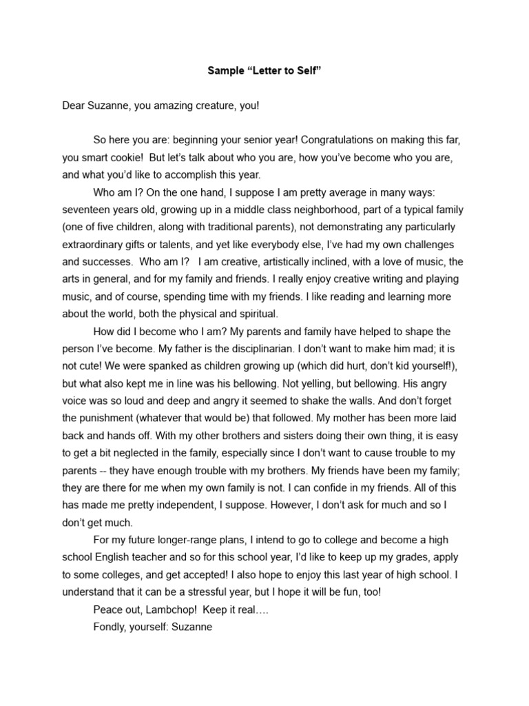 1.1 Sample Letter To Self | PDF