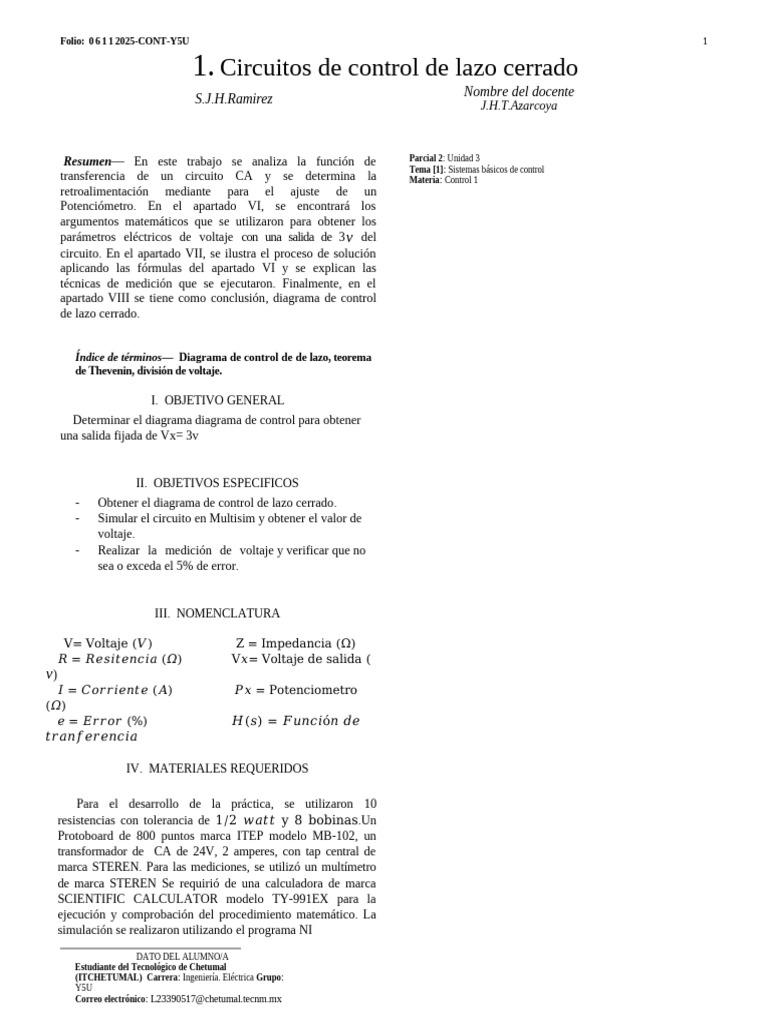 Diagrama de Control de Lazo Cerrado | PDF | Red eléctrica | Electrónica