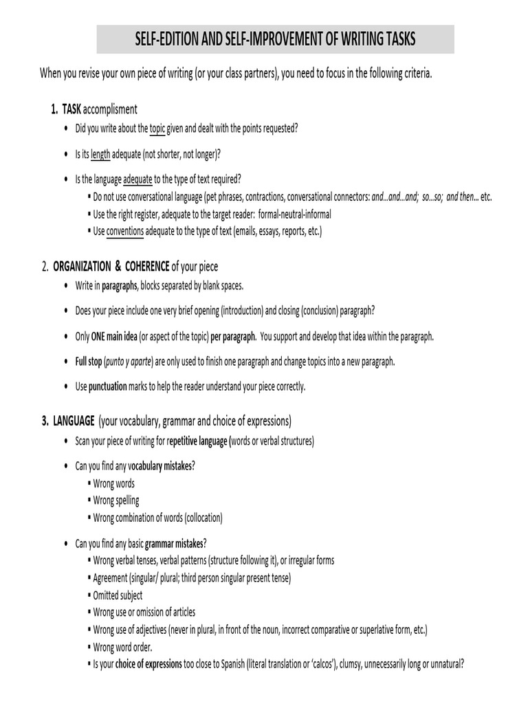 Writing Self-Editing Guide | PDF