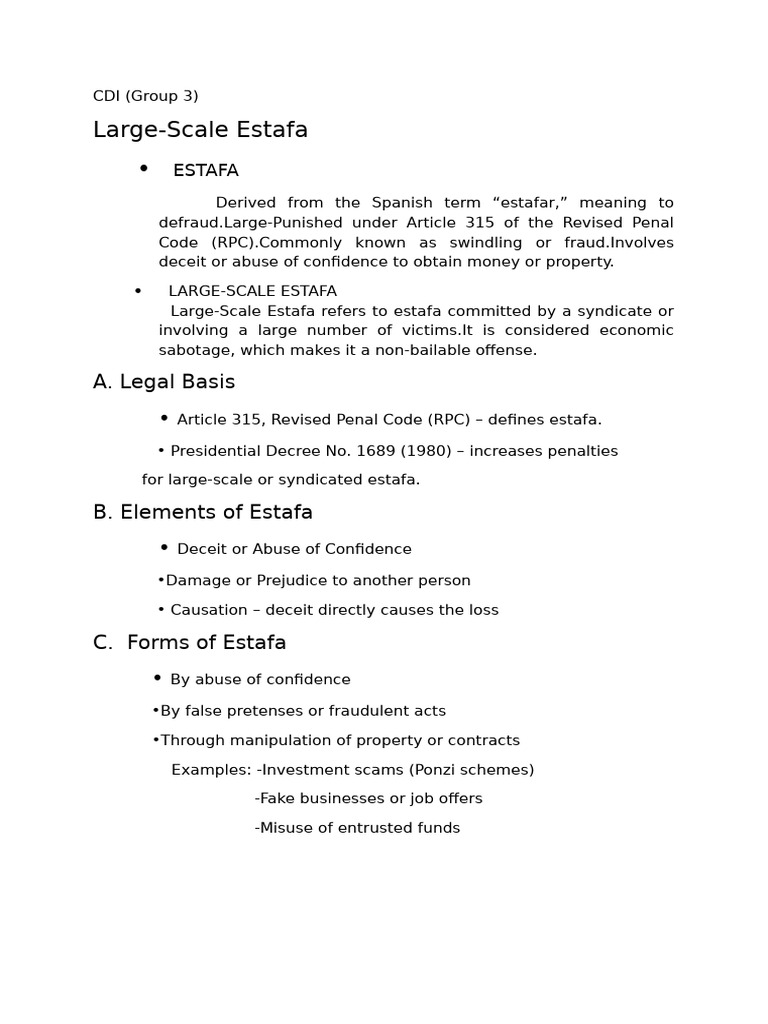 Large Scale Estafag3 | PDF | Fraud | Criminal Law