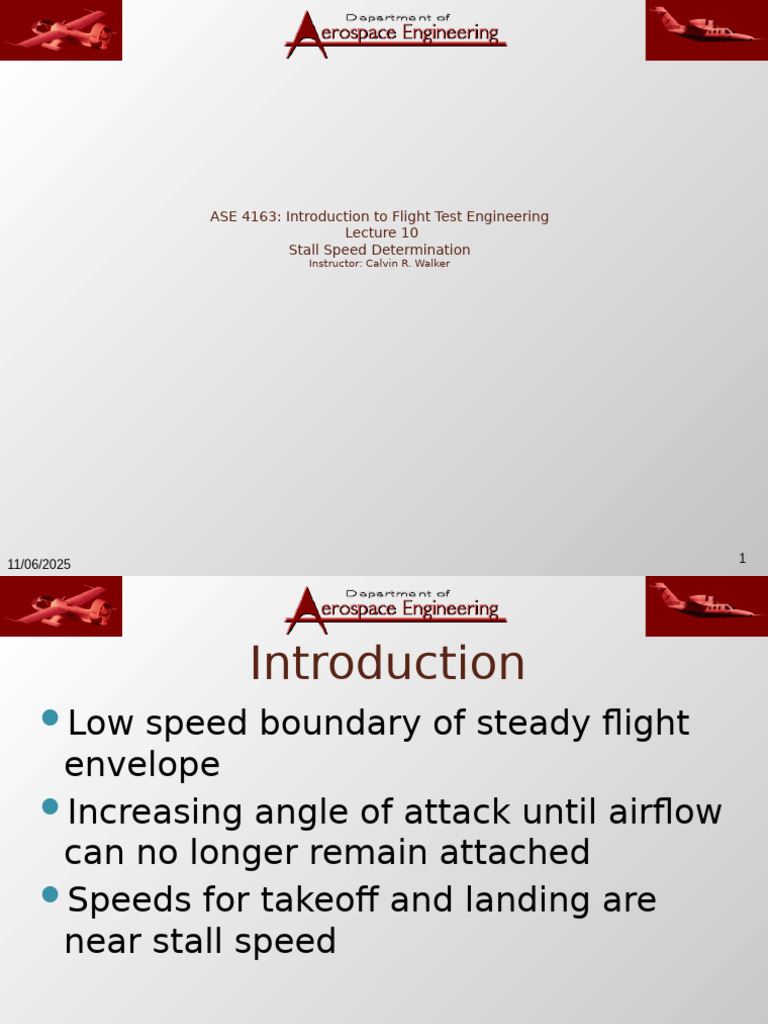 ASE 4163 Flight Test Engineering Lecture 10 | PDF | Lift (Force) | Flight