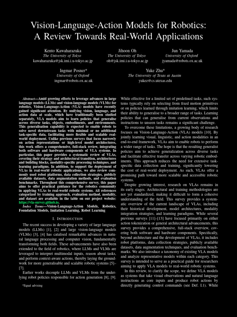 Vision-Language-Action Models For Robotics: A Review Towards Real-World ...