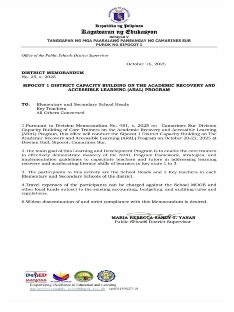 District Memo List of Participants | PDF