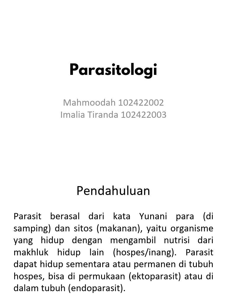 Dasar-Dasar Parasitologi dan Farmasi | PDF