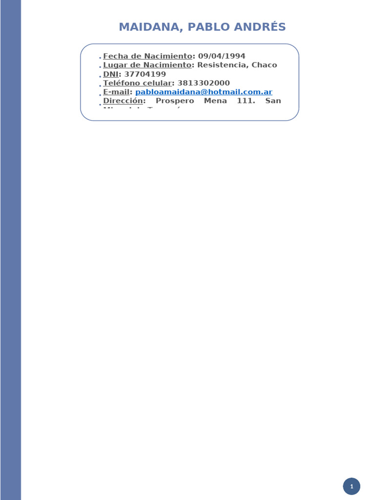 Curriculum Vitae Pablo Maidana 2023 | PDF