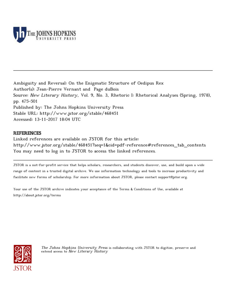 Oedipus Rex: Ambiguity and Duality Analysis | PDF | Oedipus