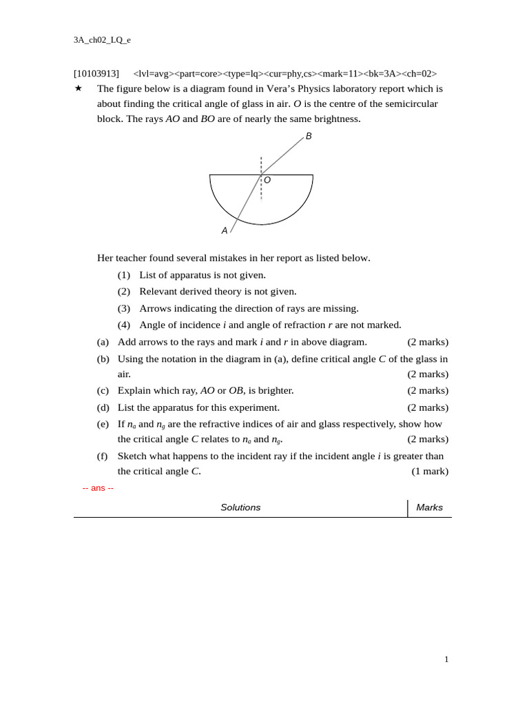 3A_ch02_LQ_e | PDF | Refraction | Reflection (Physics)